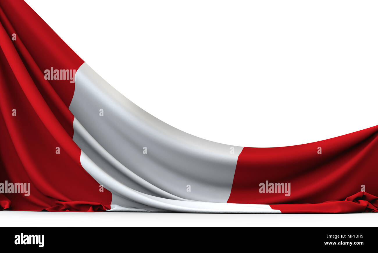Peru national flag hanging fabric banner. 3D Rendering Stock Photo - Alamy