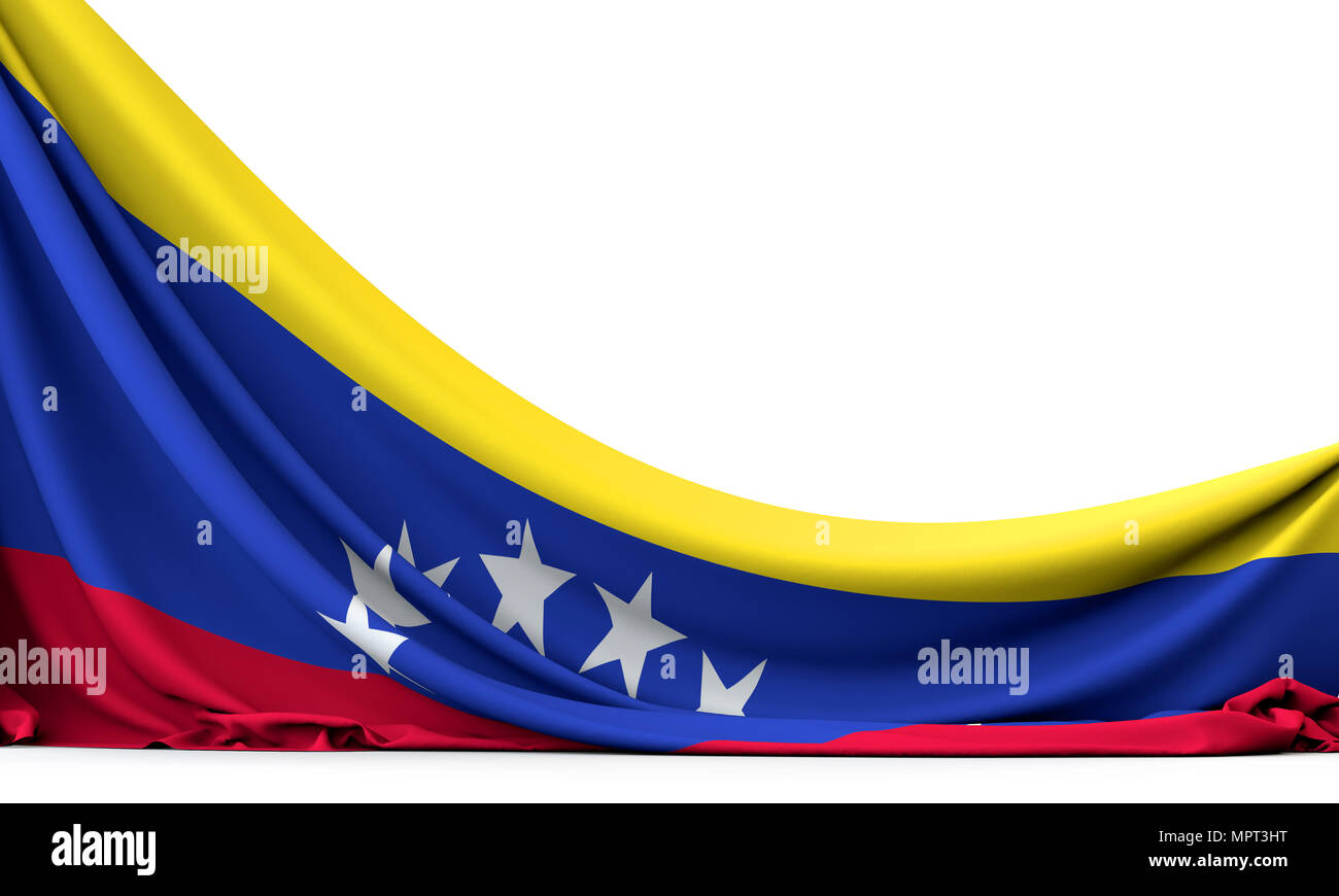 Venezuela national flag hanging fabric banner. 3D Rendering Stock Photo ...