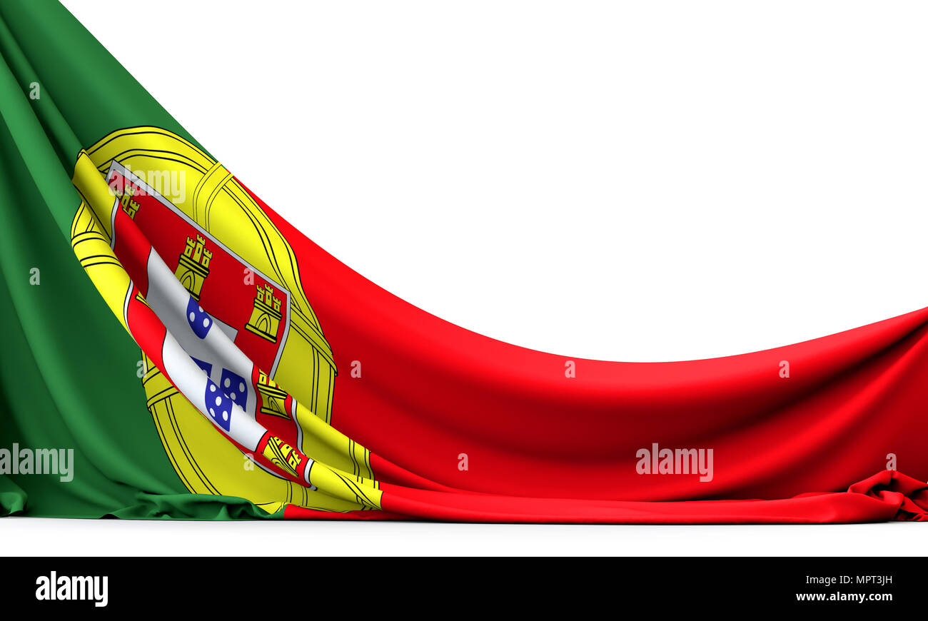 Portugal national flag hanging fabric banner. 3D Rendering Stock Photo ...