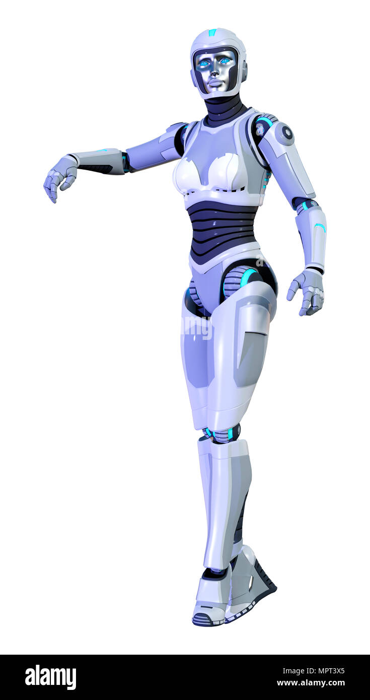 3D rendering of a female robot isolated on white background Stock Photo ...