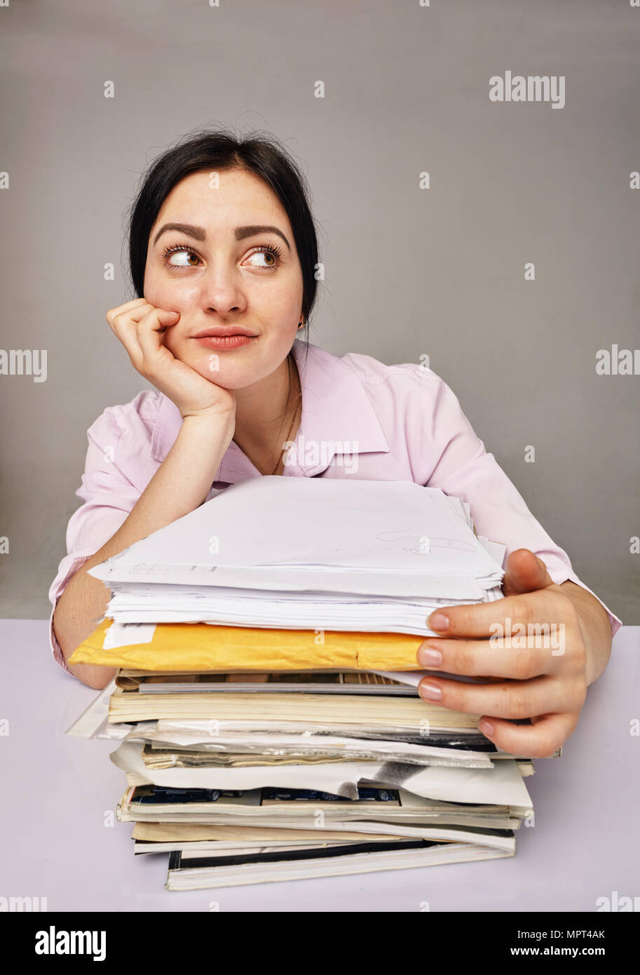 Stressed out and exhausted woman at work Stock Photo - Alamy