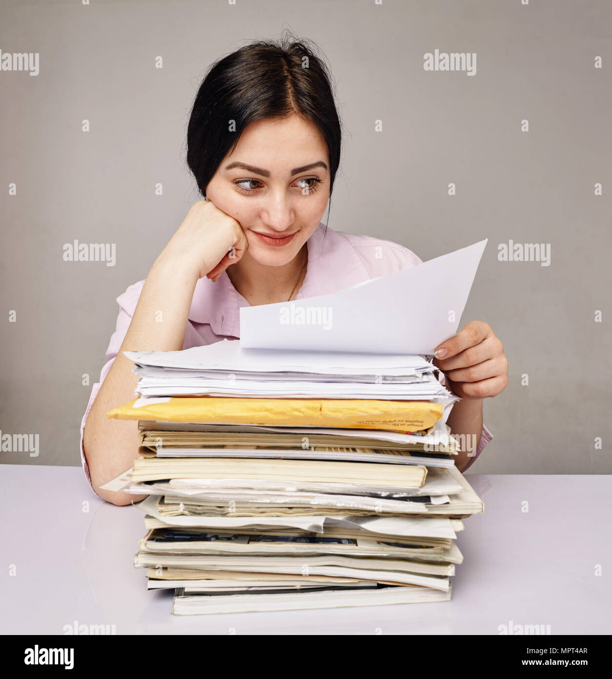 Stressed out and exhausted woman at work Stock Photo - Alamy
