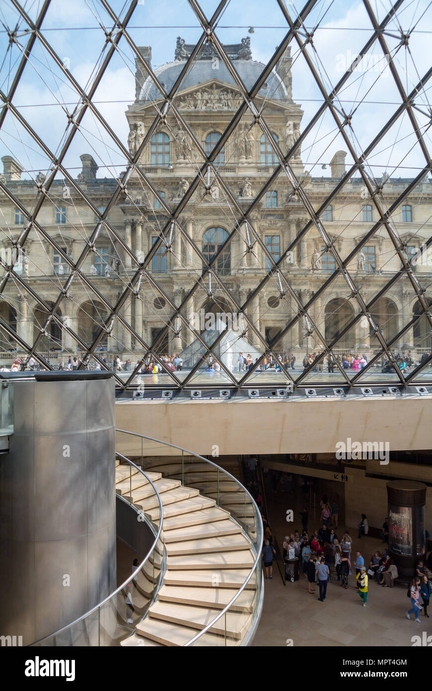 Louvre museum inside pyramid hi-res stock photography and images - Alamy