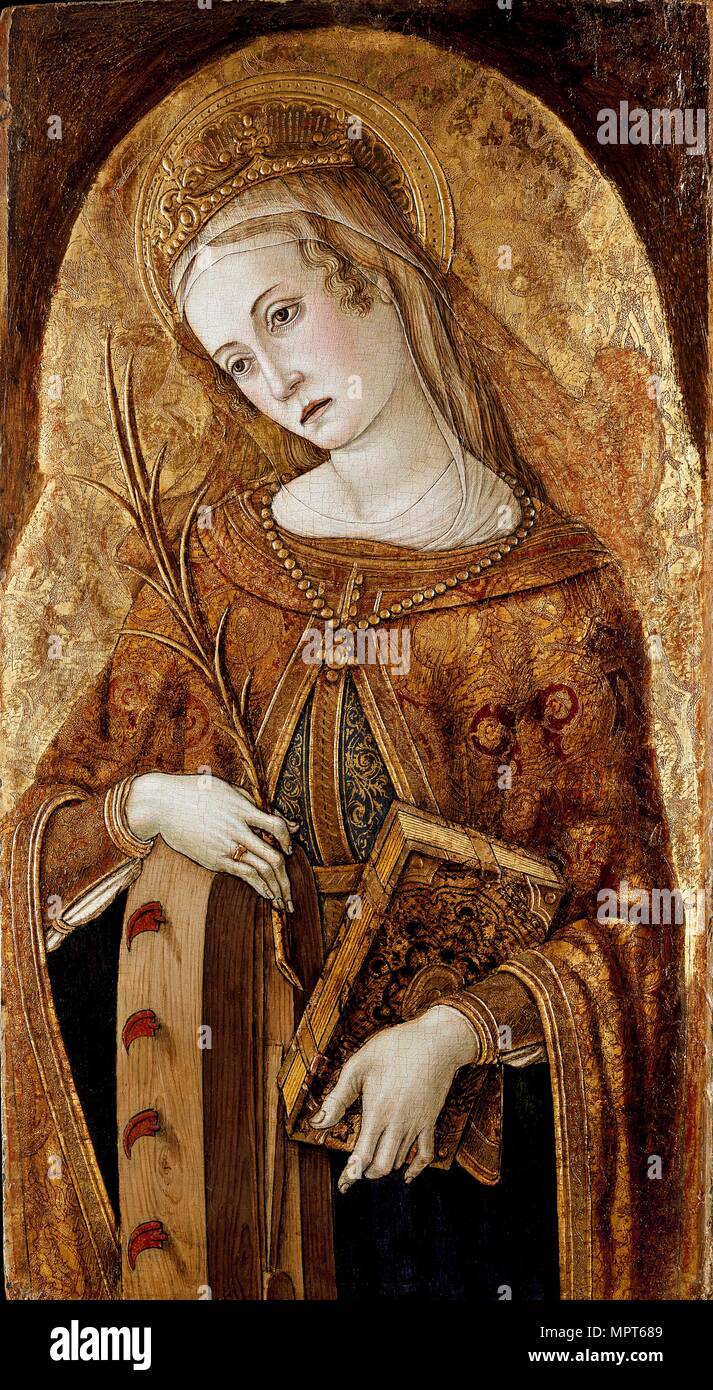 St Catherine of Alexandria, early 1490s. Artist: Vittore Crivelli Stock ...