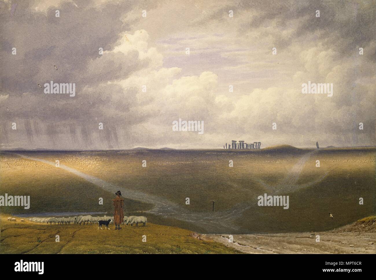 Stonehenge-A Showery Day, early 19th century. Artist: William Turner ...