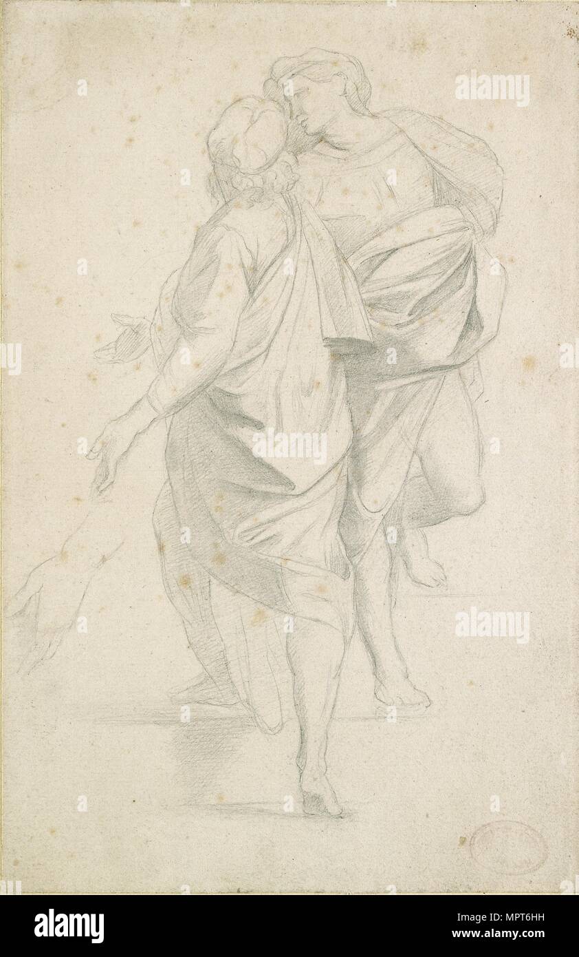 Two Figures standing on a Flight of Steps, after Raphael, c1853-54 ...