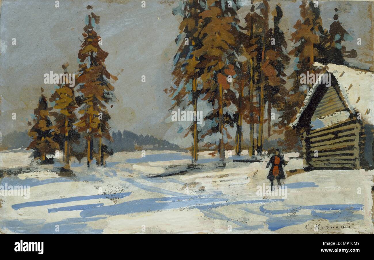 Winter Landscape, early 20th century. Artist: Konstantin Korovin Stock ...
