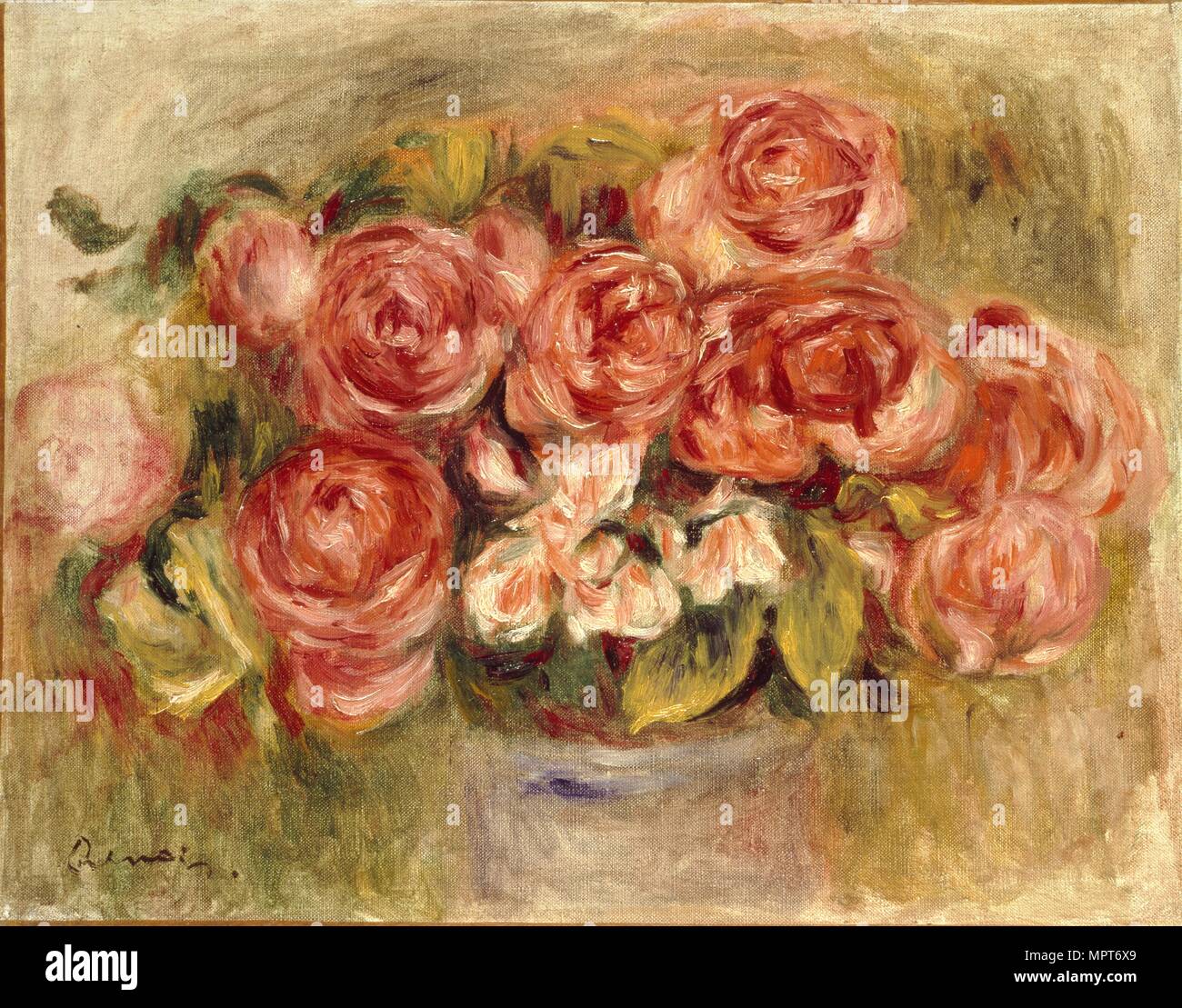 Still Life of Roses in a Vase, 1880s and 1890s. Artist: Pierre-Auguste ...
