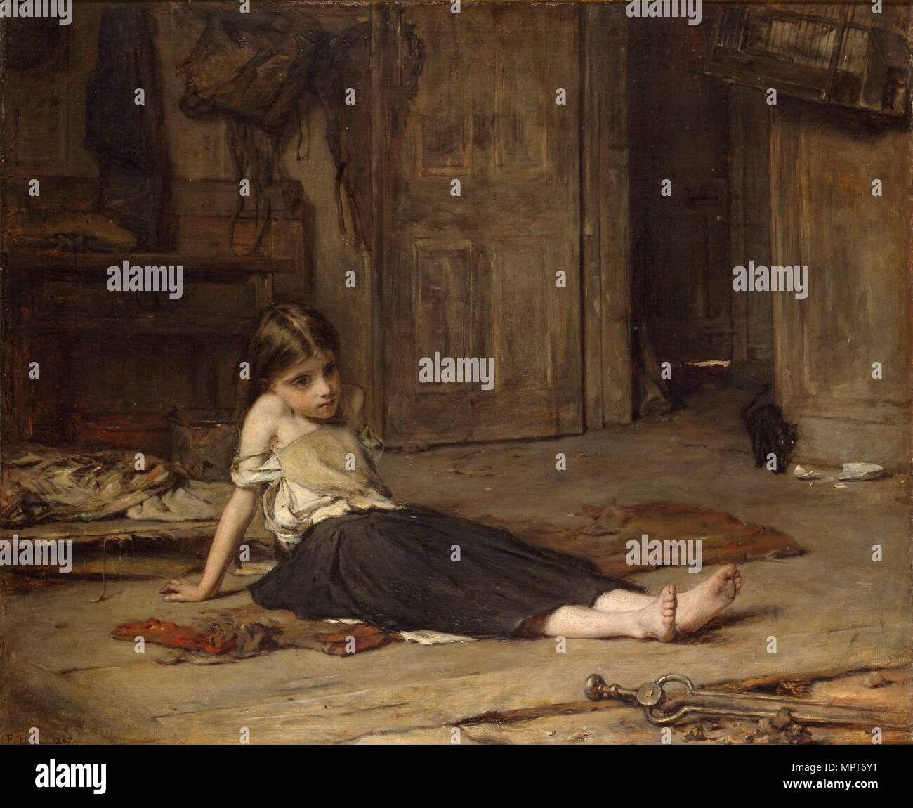 Faces in the Fire, 1867. Artist: Francis Montague Holl Stock Photo - Alamy