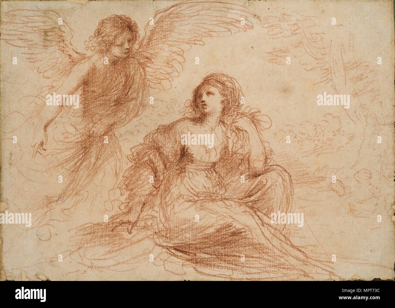 An angel appearing to Hagar and Ishmael, c1653. Artist: Guercino Stock ...
