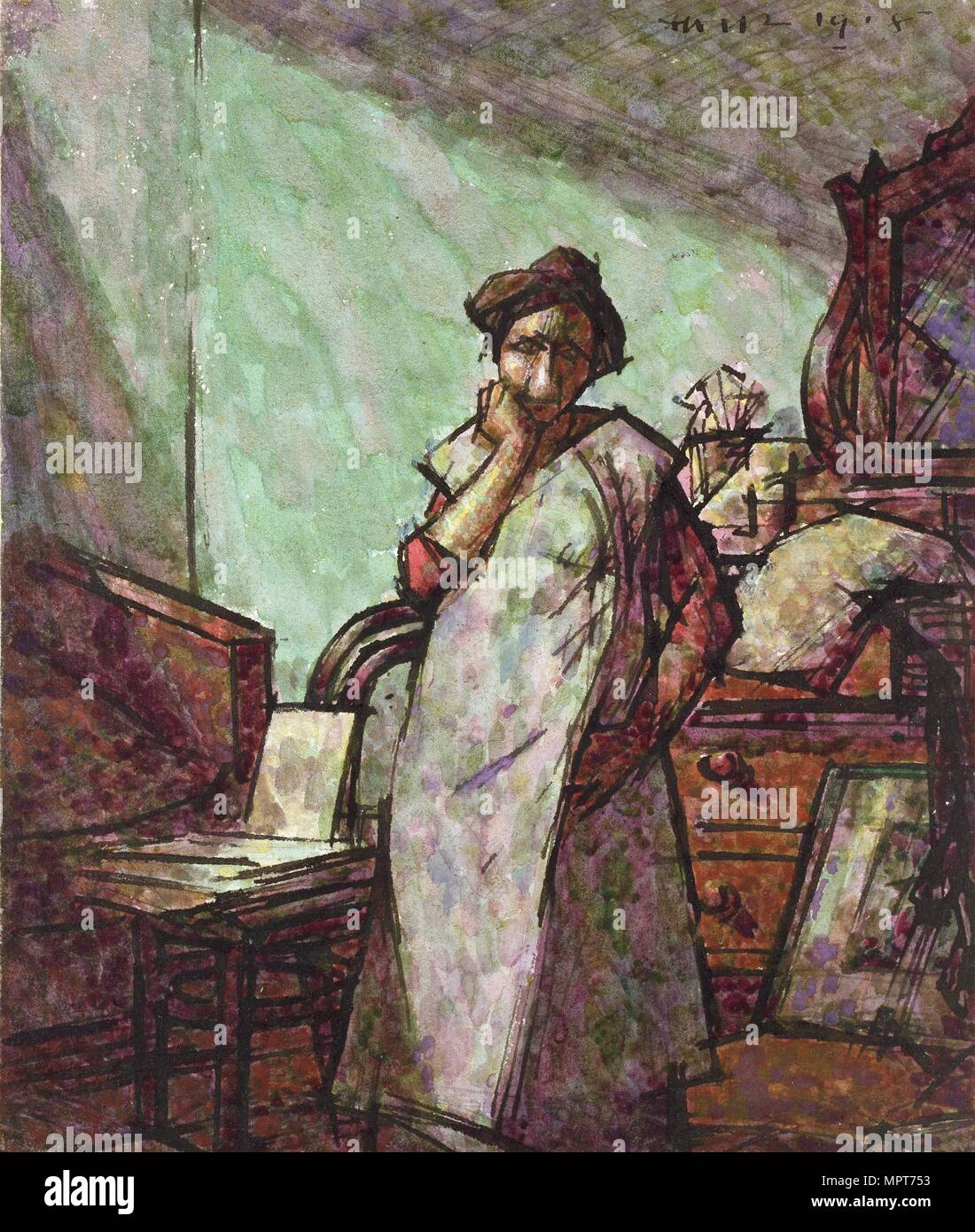 Interior with Mrs Mounter in an Overall, 1 December 1918. Artist ...