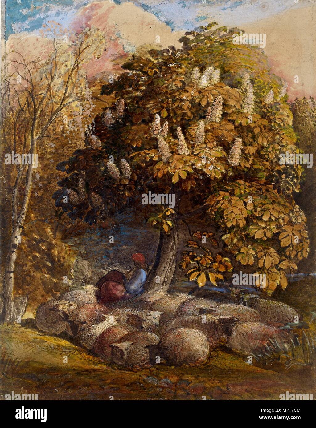 Pastoral with a Horse Chestnut Tree, c1830-1831. Artist: Samuel Palmer ...