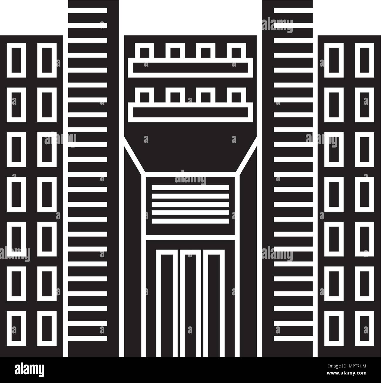 Tower skyscraper black icon, vector illustration. Tower skyscraper ...
