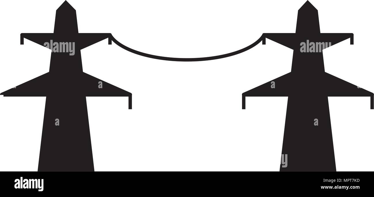 Transmission lines black icon, vector illustration. Transmission lines ...
