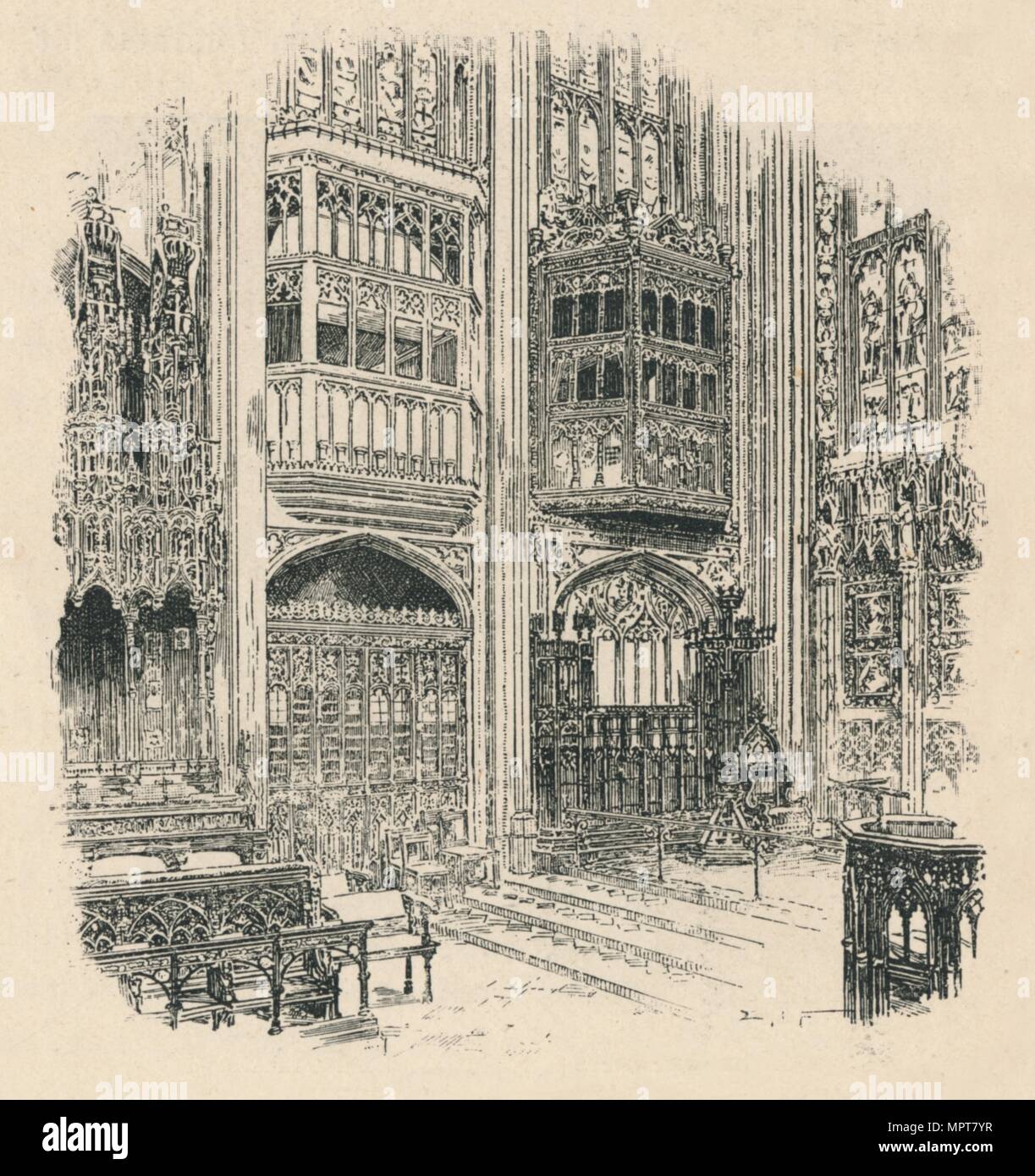 'Choir Stalls and Royal Closet, St. George's Chapel', 1895. Artist ...