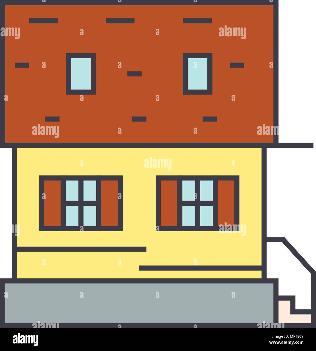 Cottage line icon, vector illustration. Cottage flat concept sign Stock ...