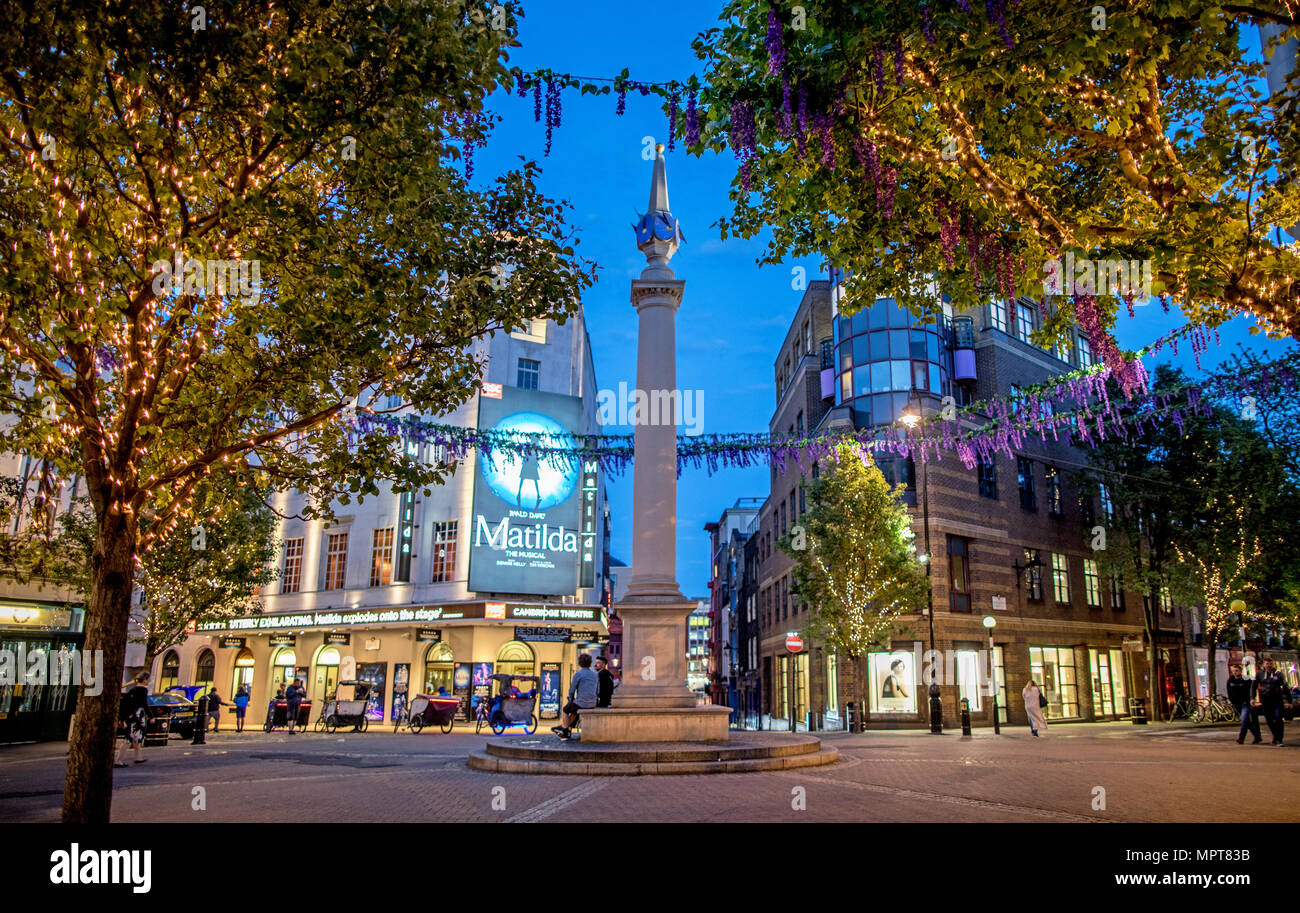 The Seven Dials at Night London UK Stock Photo - Alamy
