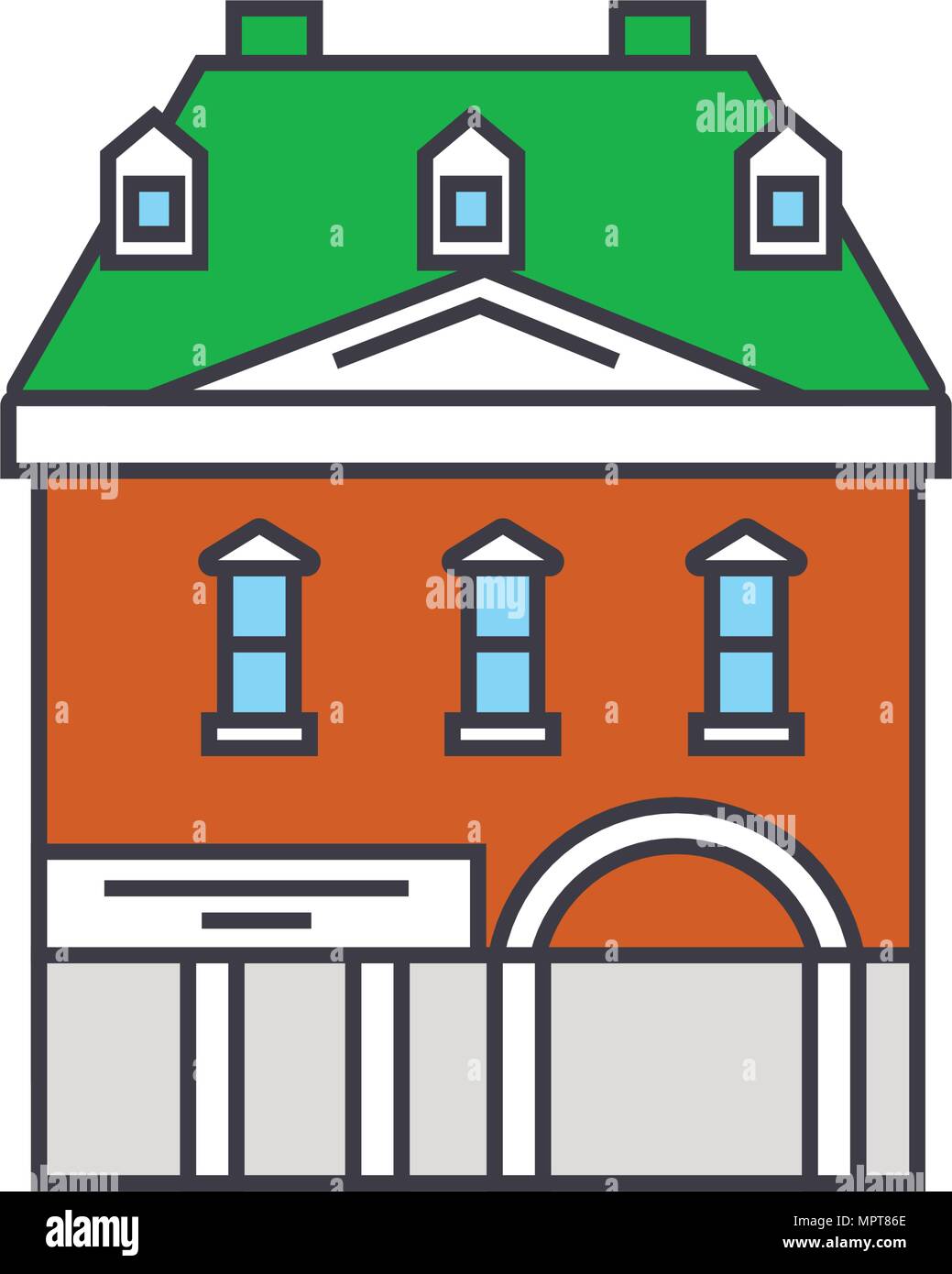 Historic building line icon, vector illustration. Historic building ...