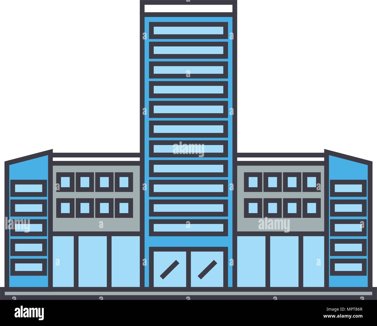Hospital line icon, vector illustration. Hospital flat concept sign ...