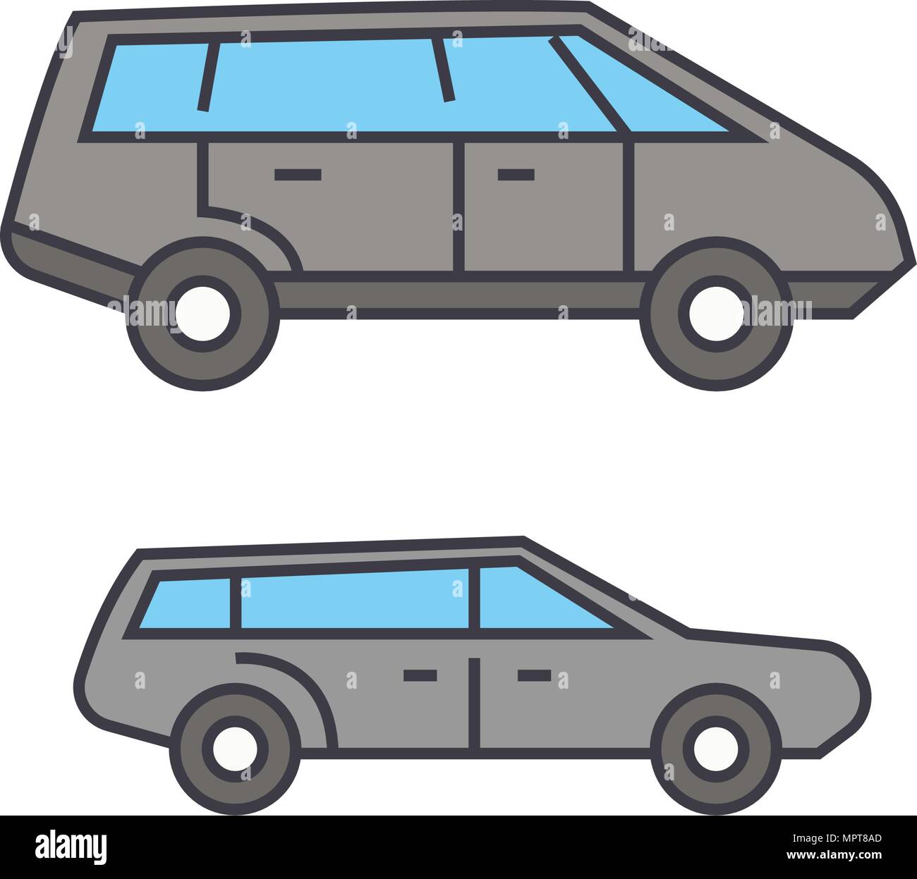 Minivan line icon, vector illustration. Minivan flat concept sign Stock ...