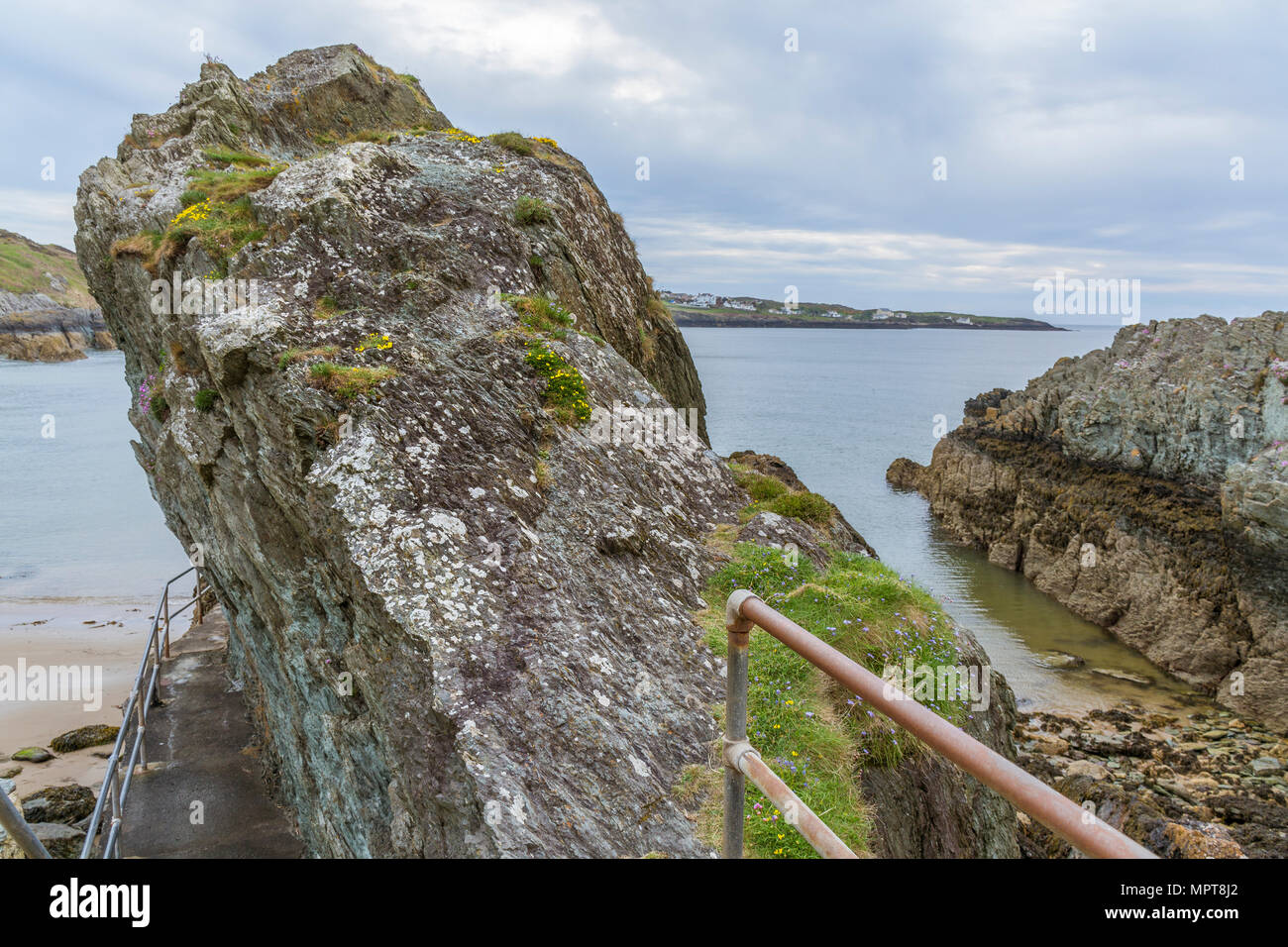 UK, Amlwch, Anglesey. 20th May 2018: Stairway to the sea. A view from ...