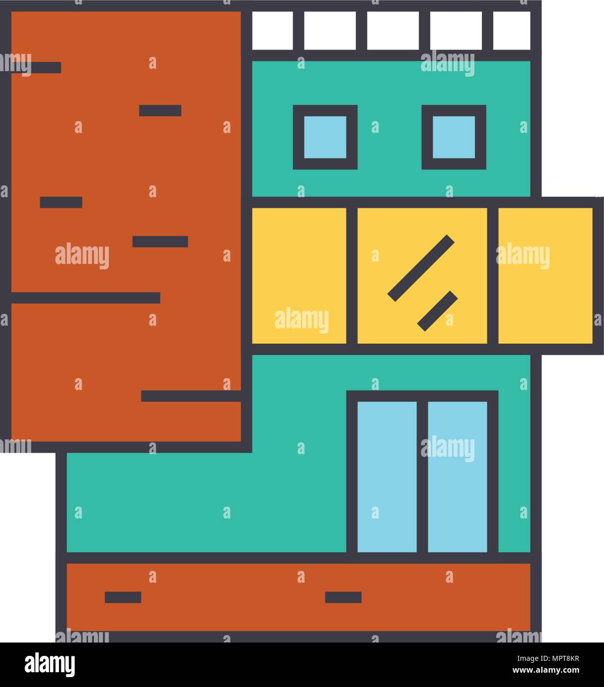 Small office building line icon, vector illustration. Small office ...