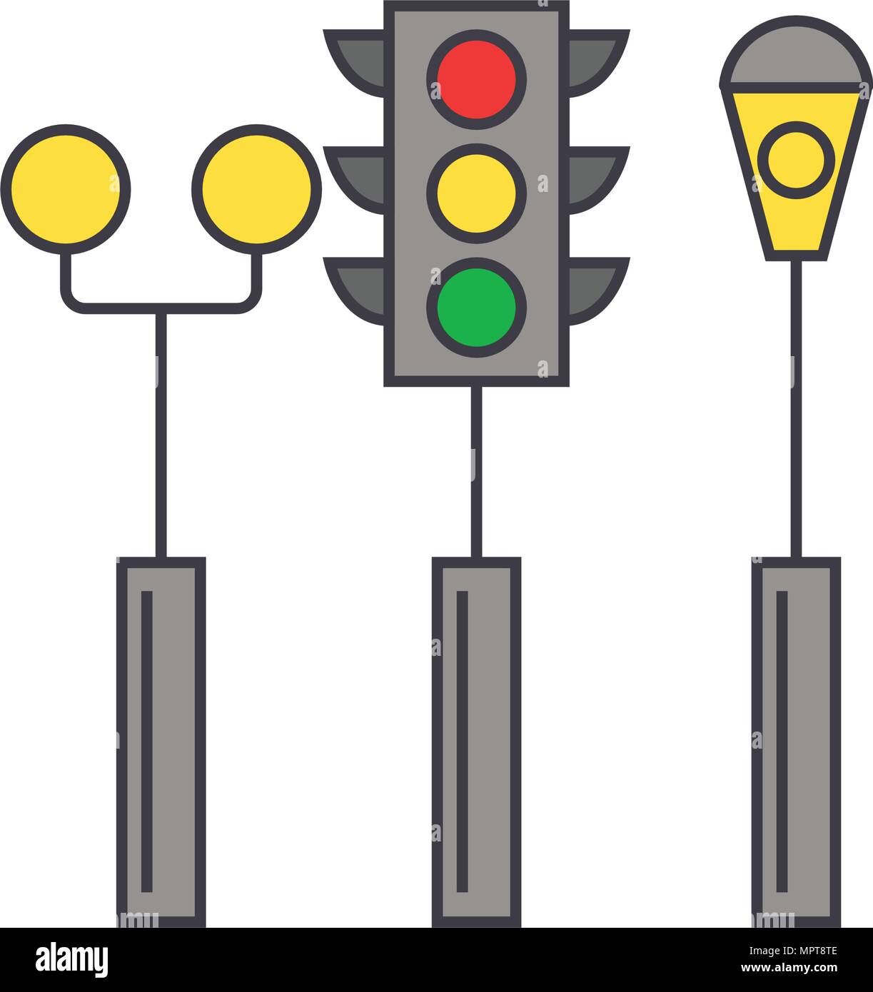 Traffic light line icon concept. Traffic light flat vector sign, symbol ...
