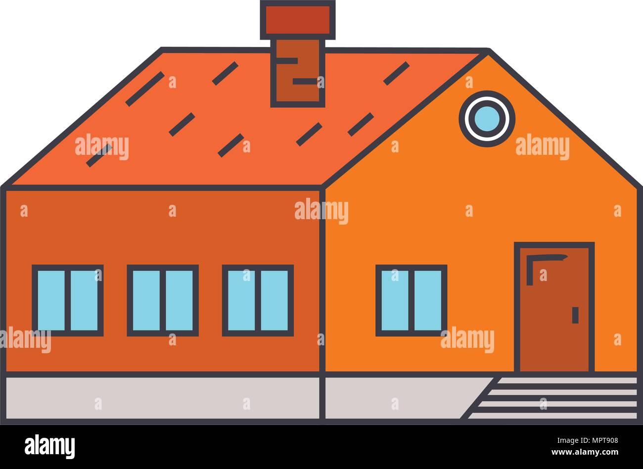 Village building line icon concept. Village building flat vector sign ...