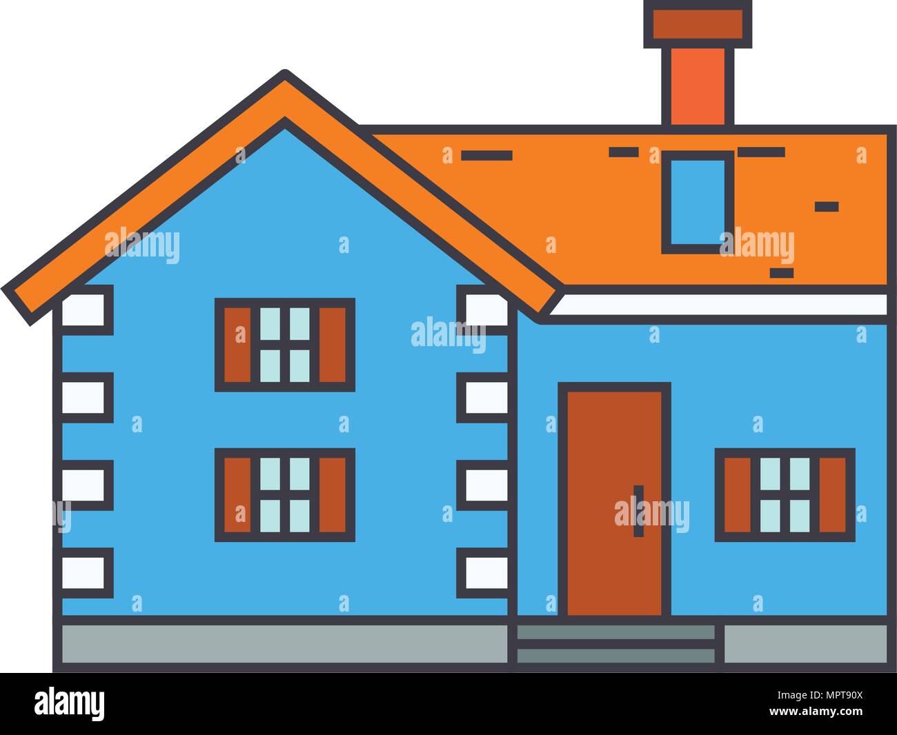 Village cottage line icon concept. Village cottage flat vector sign ...