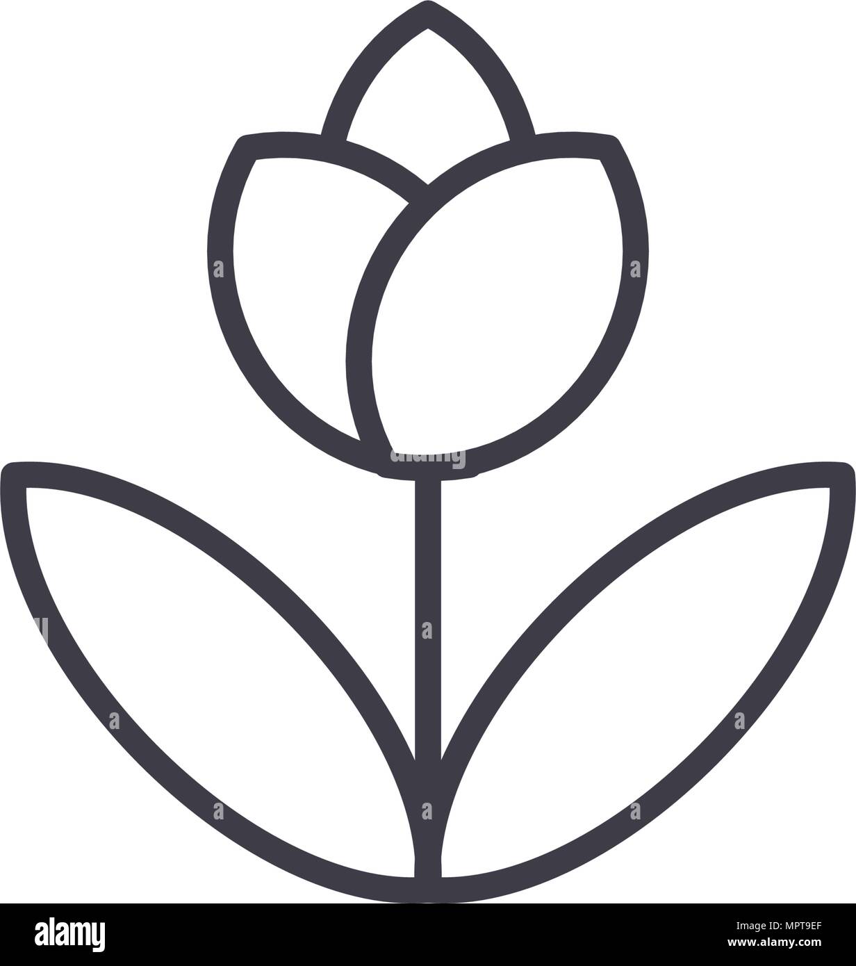 Cute flower line icon concept. Cute flower flat vector sign, symbol ...