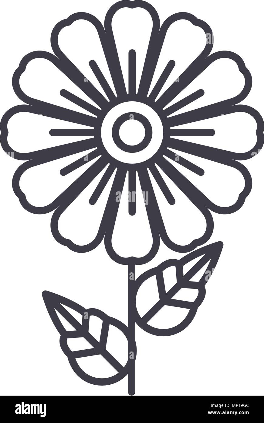 Daisy line icon concept. Daisy flat vector sign, symbol, illustration ...
