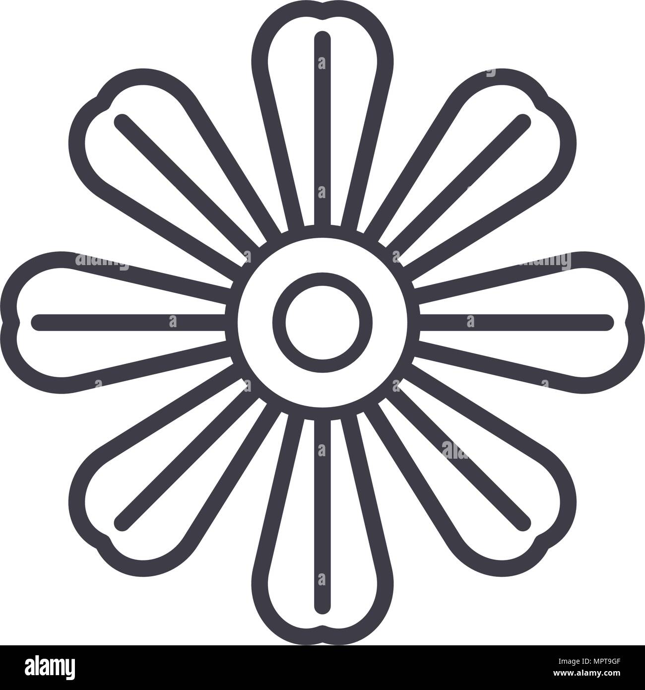 Daisy flower line icon concept. Daisy flower flat vector sign, symbol ...