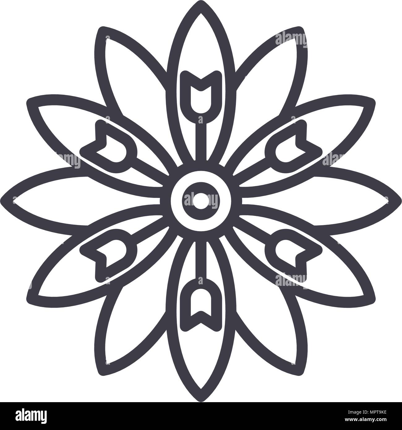 Floral aster line icon concept. Floral aster flat vector sign, symbol ...