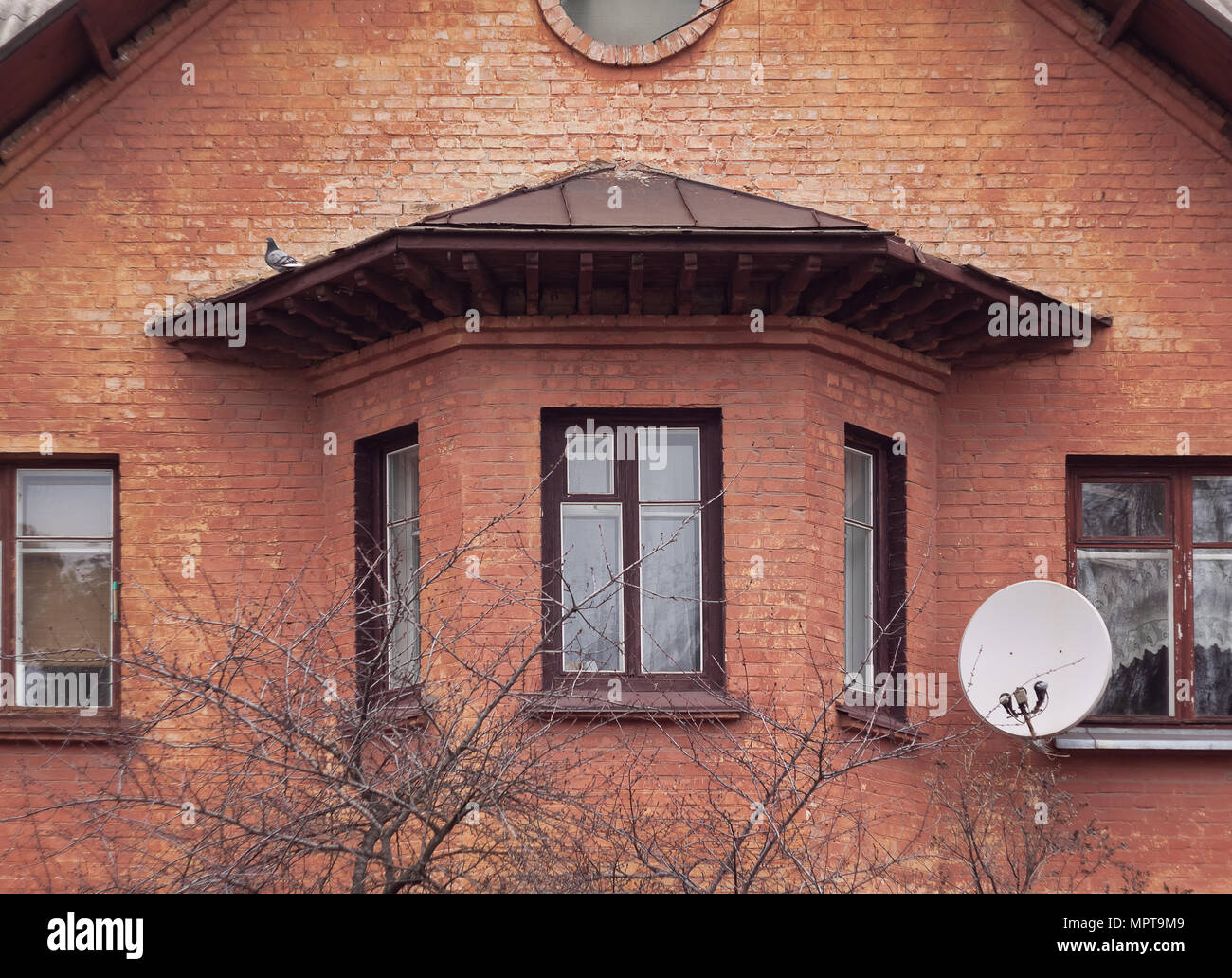 a bay window of an old house Stock Photo - Alamy
