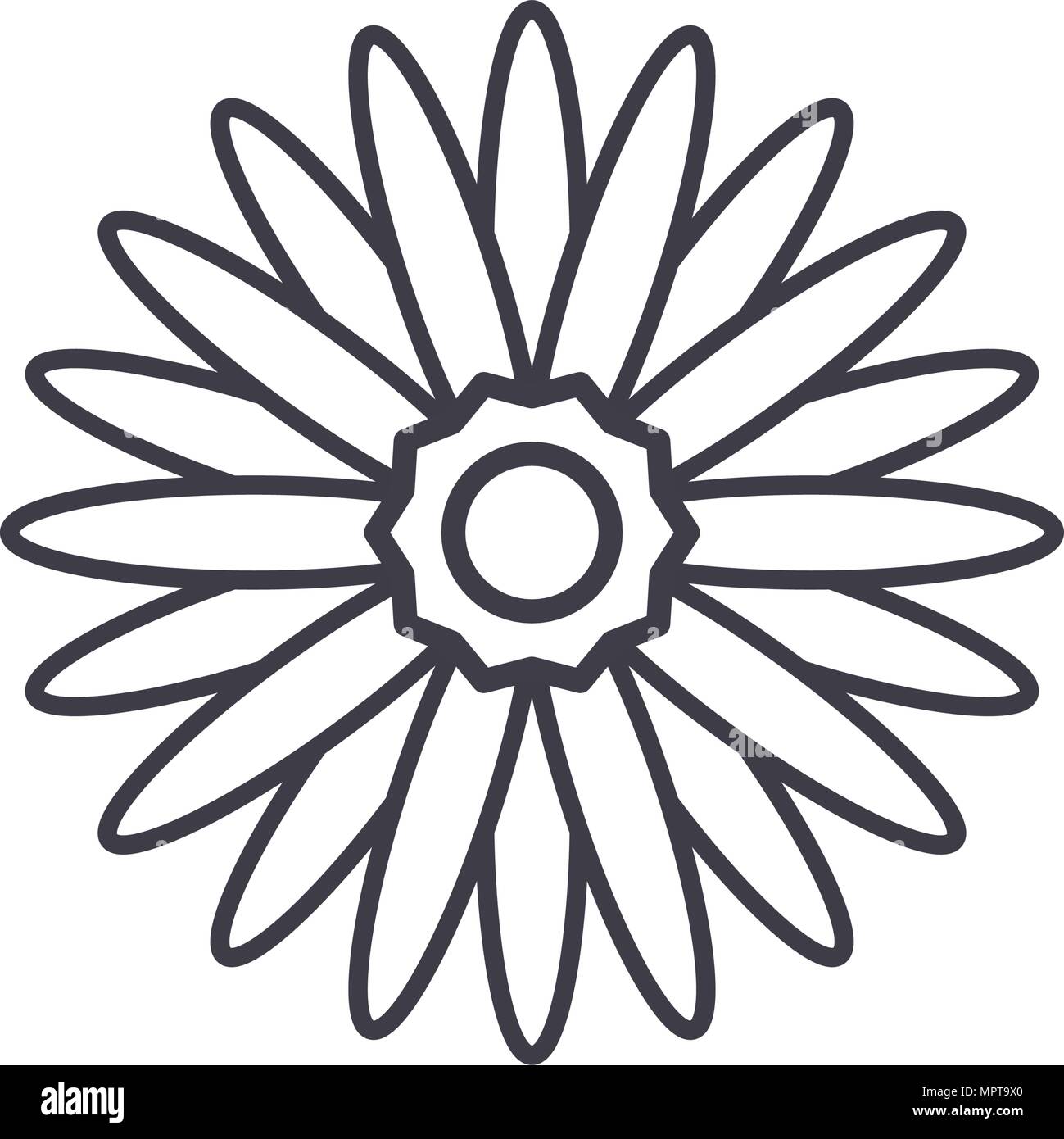 Gerbera flower line icon concept. Gerbera flower flat vector sign ...