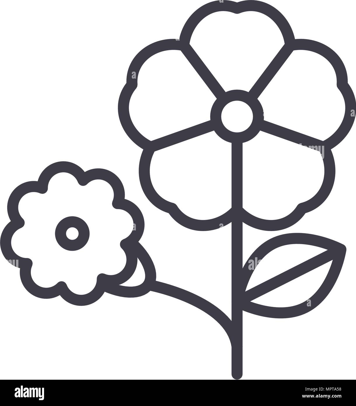 Petunia flower line icon concept. Petunia flower flat vector sign ...