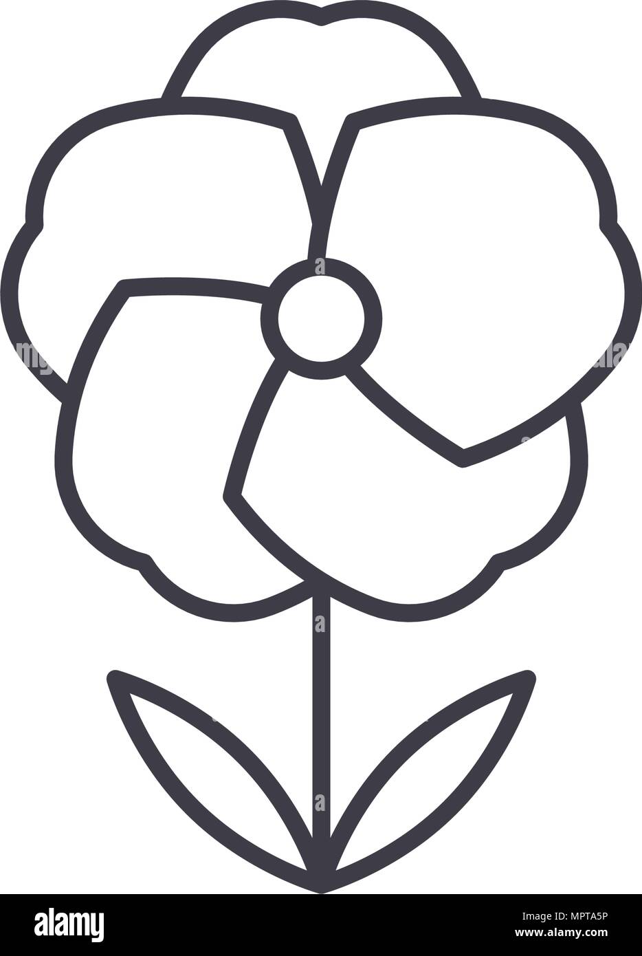 Poppy flower line icon concept. Poppy flower flat vector sign, symbol ...