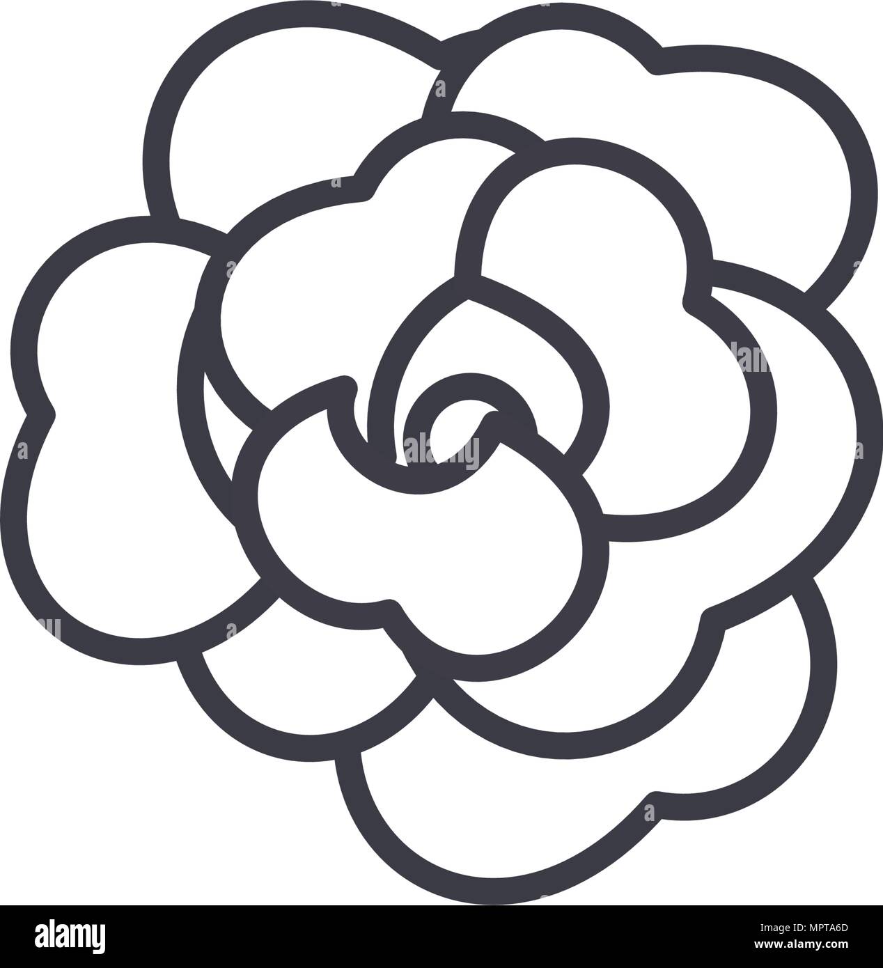 Rose flower line icon concept. Rose flower flat vector sign, symbol ...