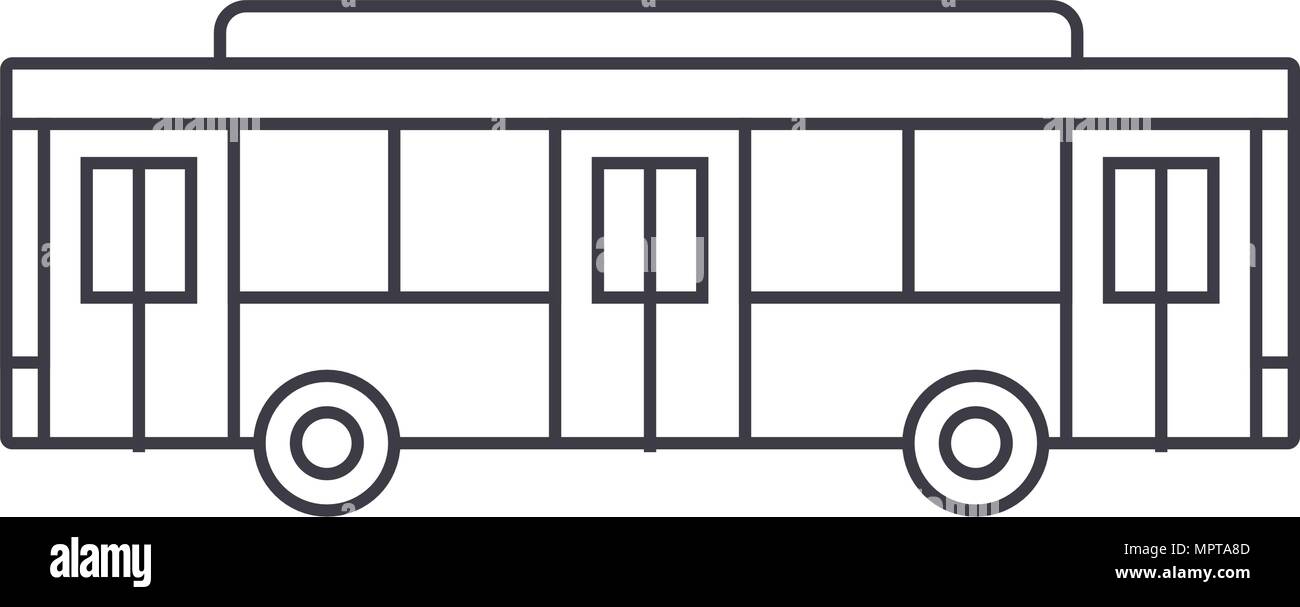 Bus thin line icon concept. Bus linear vector sign, symbol ...