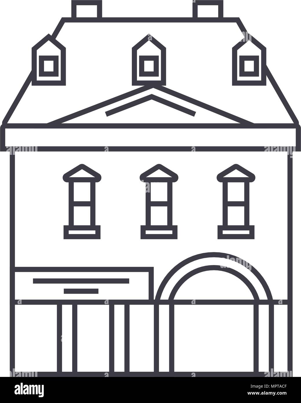 Historic building thin line icon concept. Historic building linear ...