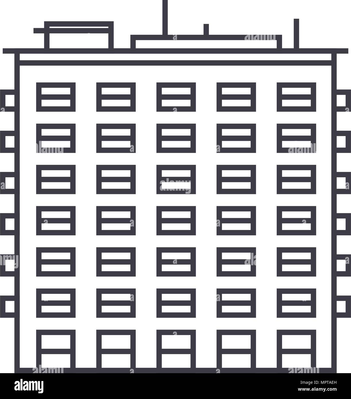 Multi storey building thin line icon concept. Multi storey building ...