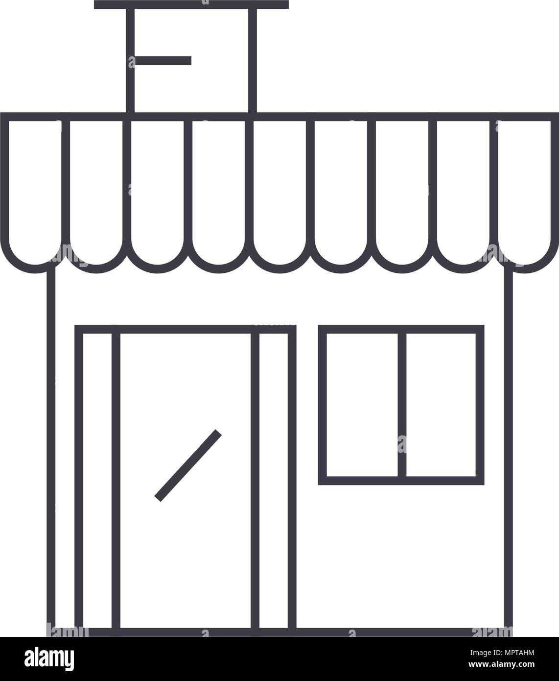 Shop building thin line icon concept. Shop building linear vector sign ...