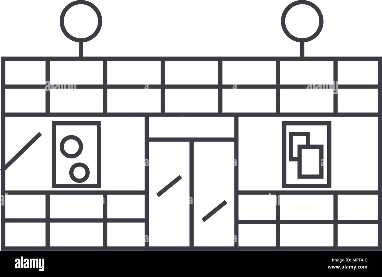 Supermarket thin line icon concept. Supermarket linear vector sign ...