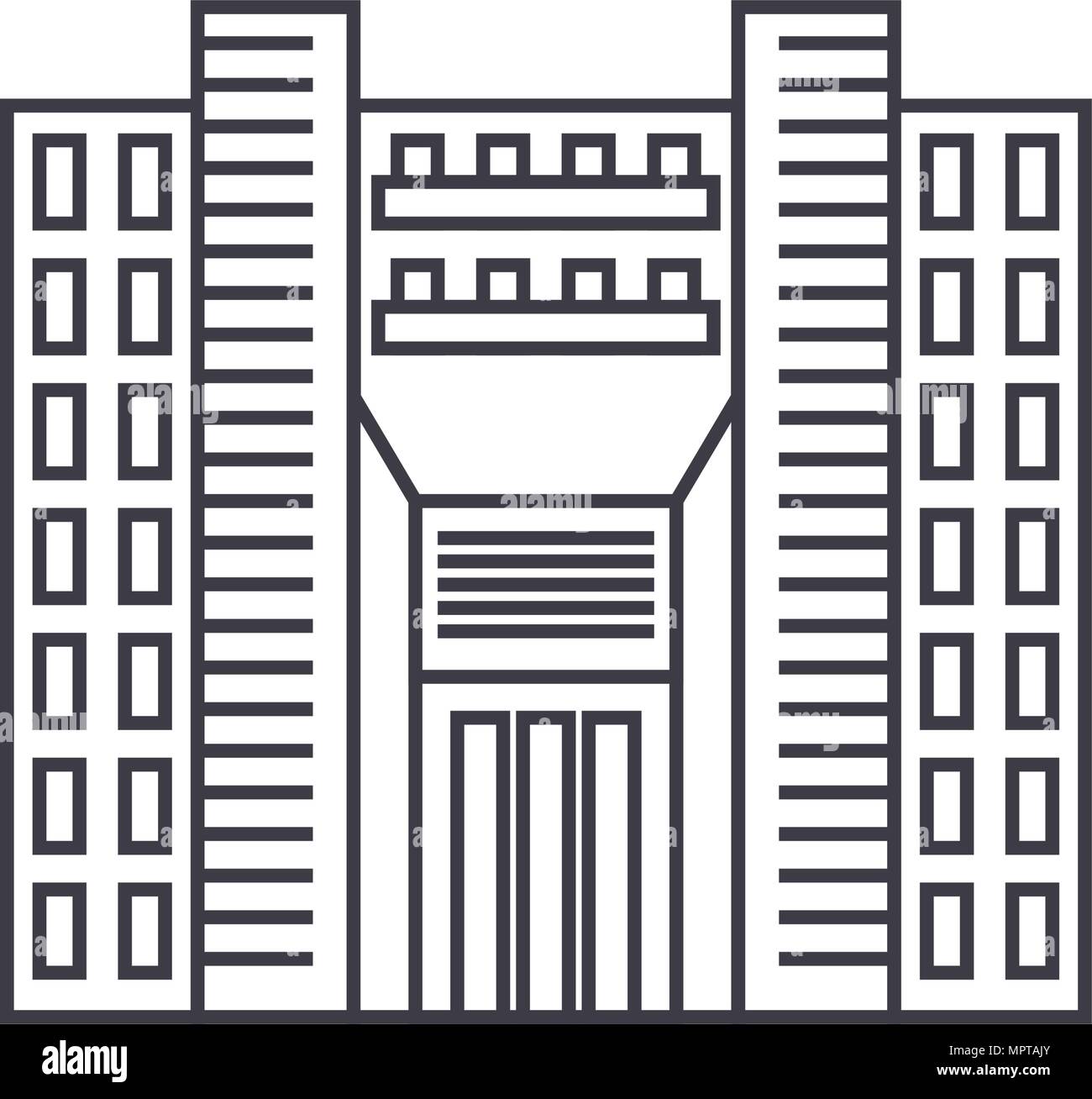 Tower skyscraper thin line icon concept. Tower skyscraper linear vector ...