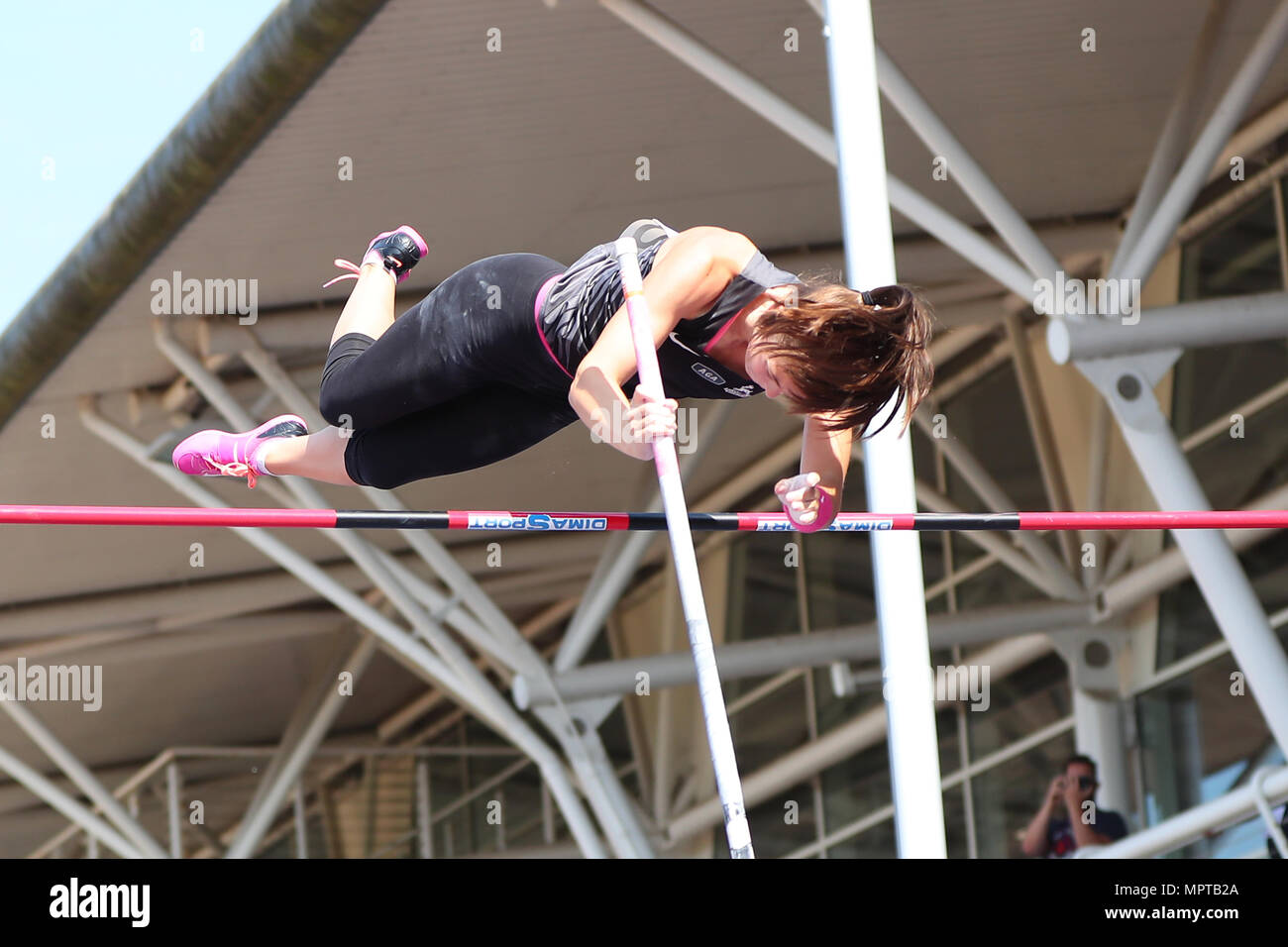 Loughborough, England, 20th, May, 2018. Elizabeth Edden competing in ...