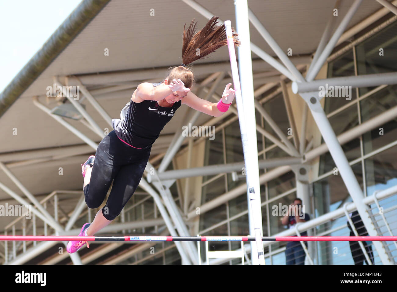 Loughborough, England, 20th, May, 2018. Elizabeth Edden competing in ...