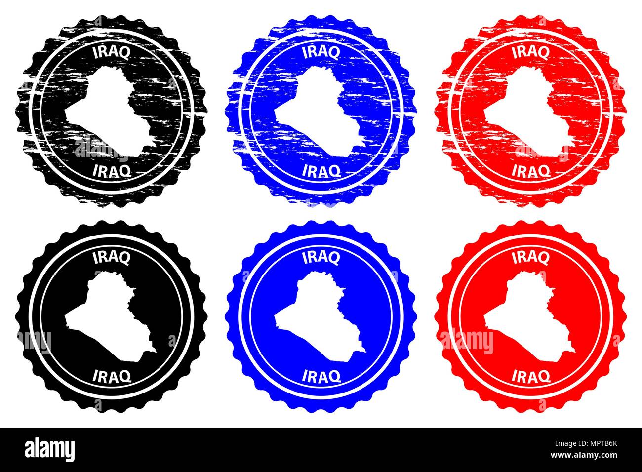 Iraq - rubber stamp - vector, Republic of Iraq map pattern - sticker ...