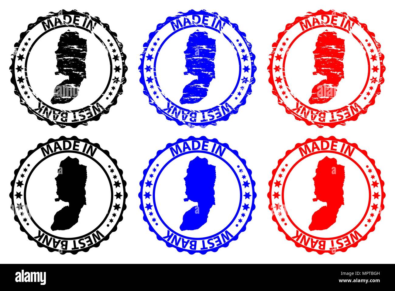 Made in West Bank - rubber stamp - vector, West Bank map pattern ...