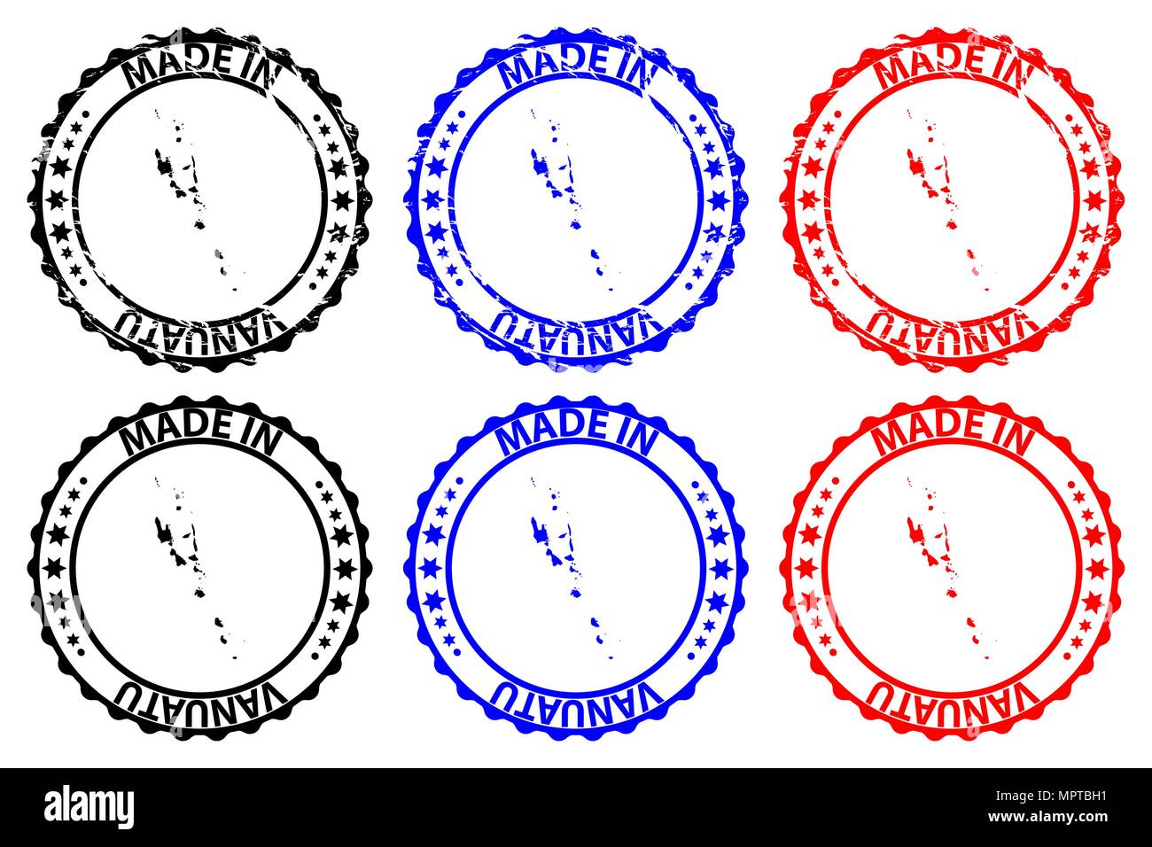 Made in Vanuatu - rubber stamp - vector, Vanuatu map pattern - black ...