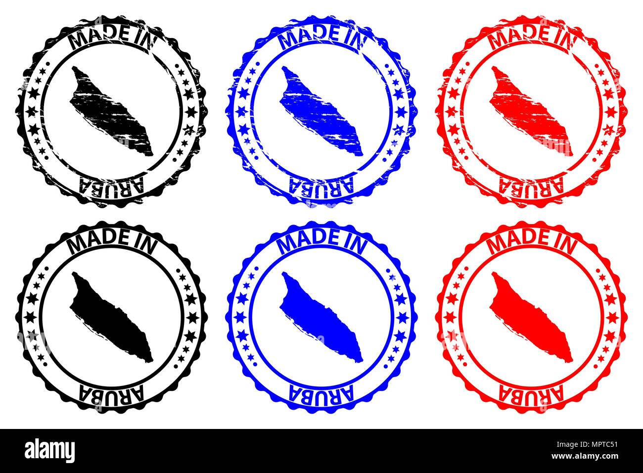 Made in Aruba - rubber stamp - vector, Aruba map pattern - black, blue ...